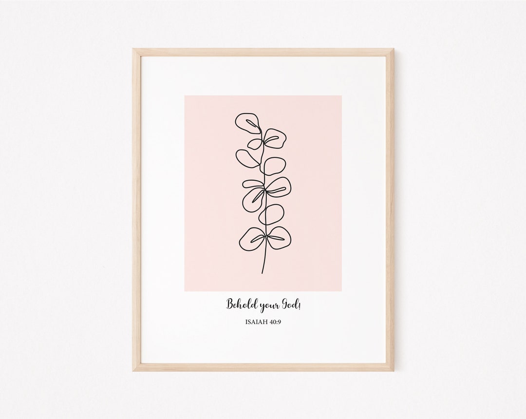 One Line Plant, Abstract Eucalyptus, Bible Verse Wall Art, Behold Your ...