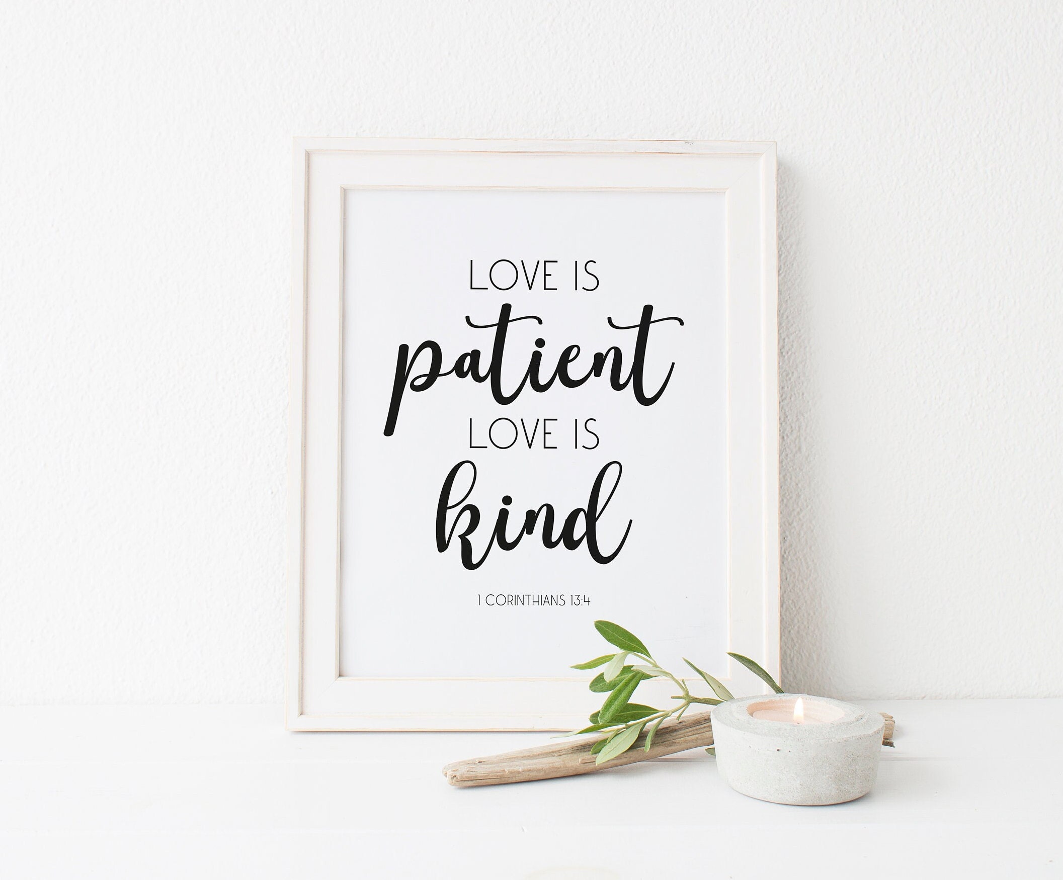 Love Bible Verse, Love is Patient, Love is Kind, Love Wall Art, 1 ...