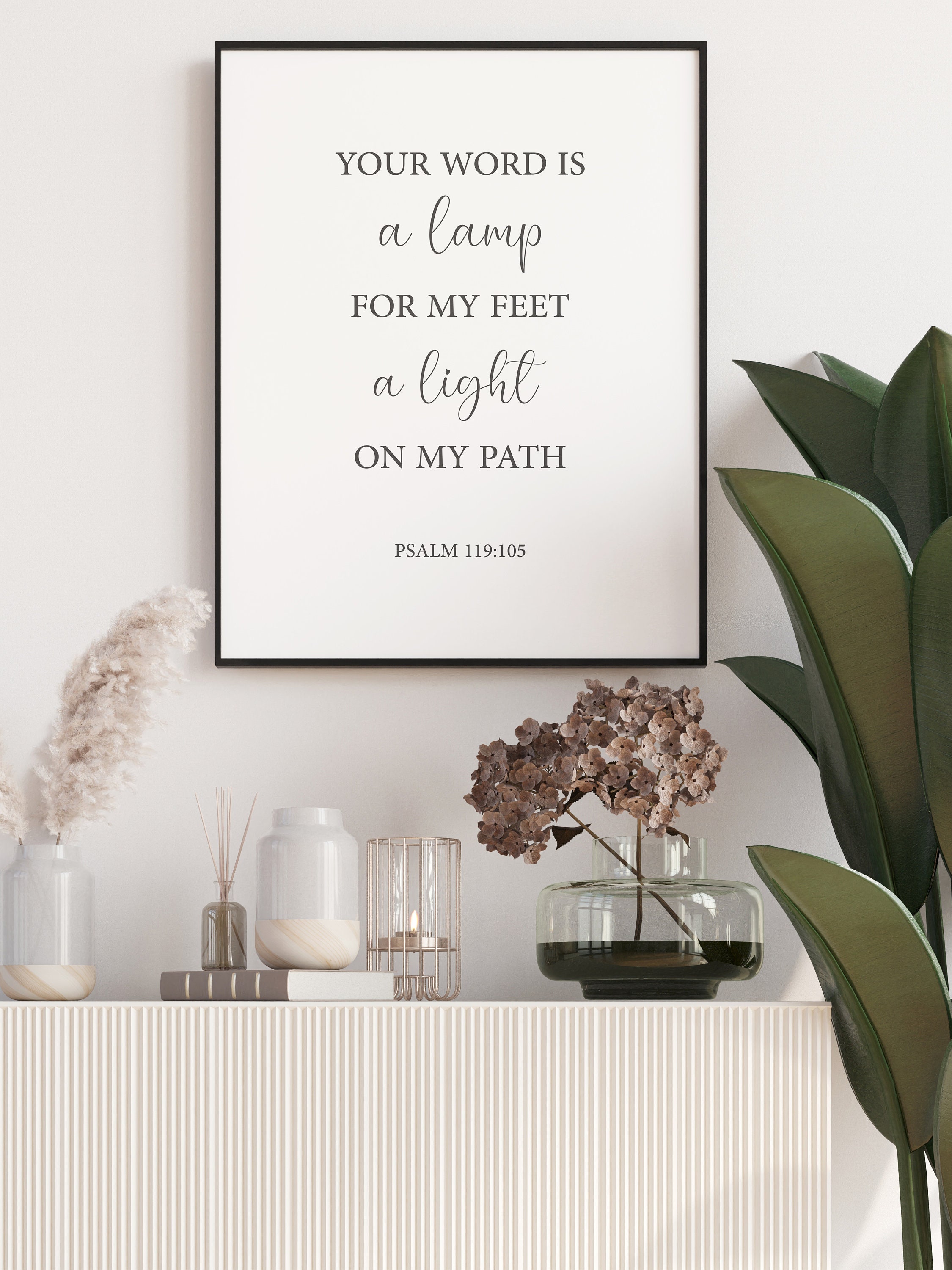 Bible Verse Wall Art, Psalm 119:105, Christian Poster, Biblical Quote ...