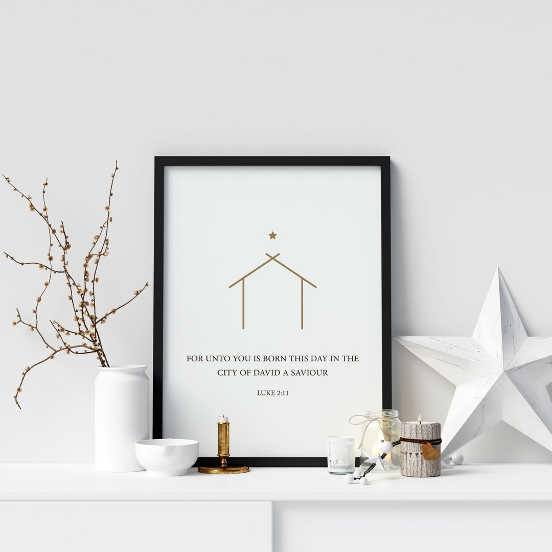 Christmas Wall Decor, Bible Verse Wall Art, Luke 2:11 Printable ...