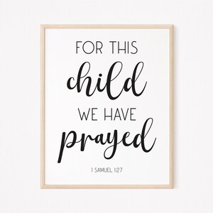For This Child We Have Prayed, Bible Verse Wall Art, Christian Sign ...