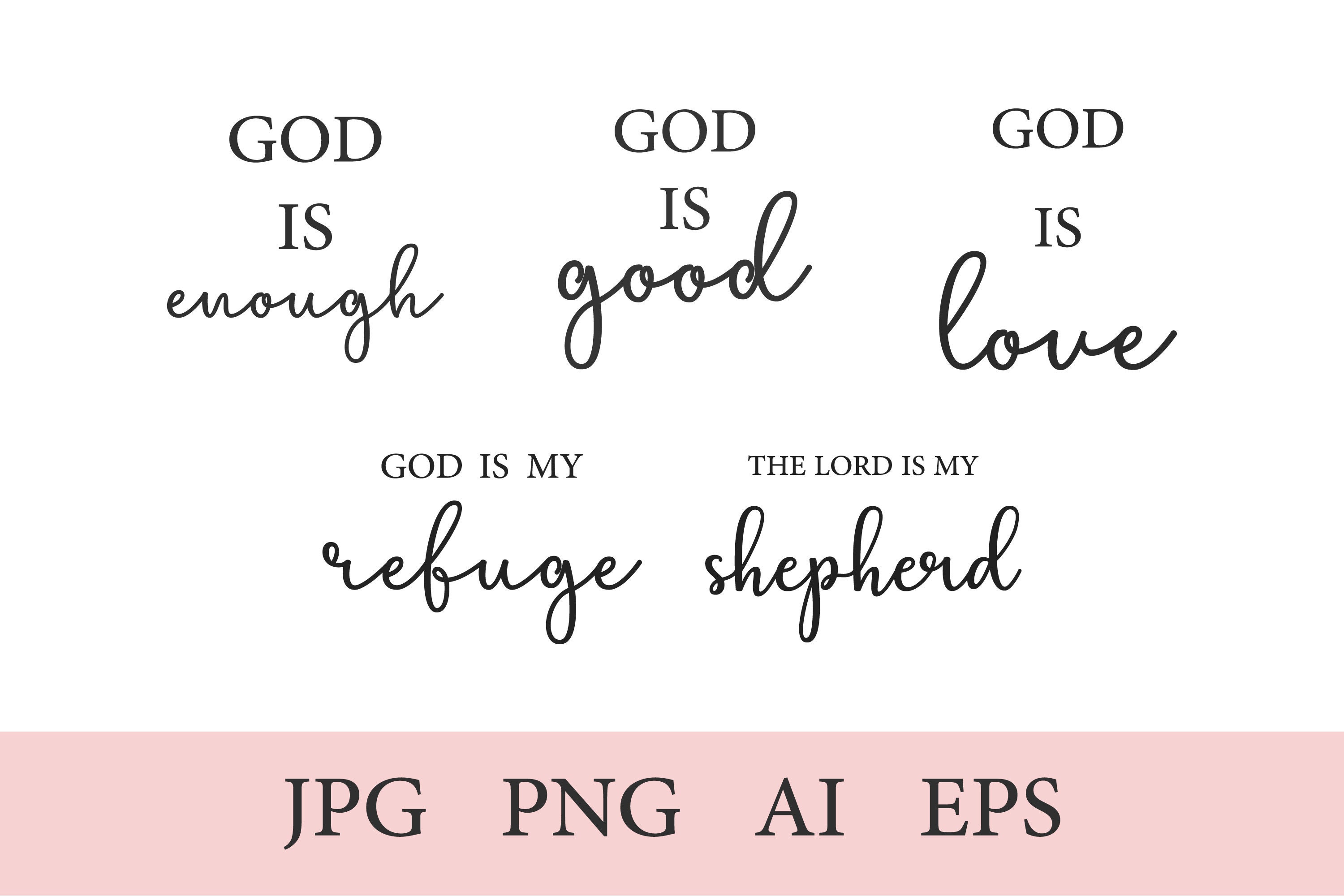 Christian Quotes Bundle 5 AI, EPS, Jpeg, Png (300 DPI), God Png ...