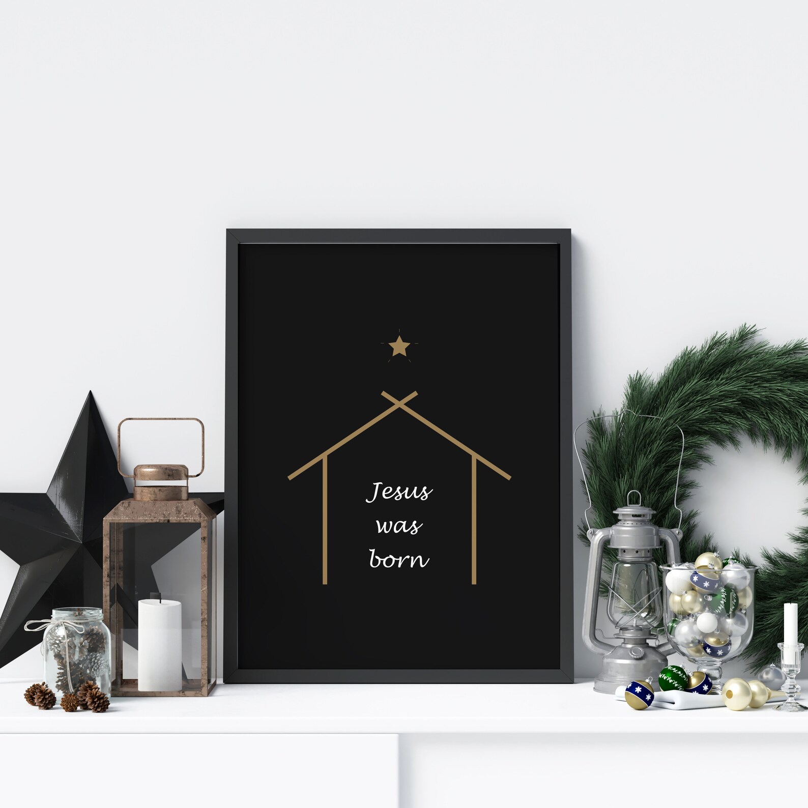 Jesus Was Born, Christmas Poster, Christmas Wall Decor, Holy Night Wall ...