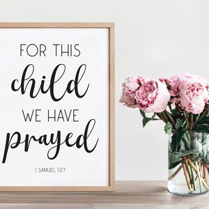 For This Child We Have Prayed, Bible Verse Wall Art, Christian Sign ...
