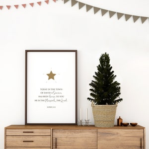 Christmas Poster, Luke 2:11, Christmas Bible Verse, Winter Wall Decor ...