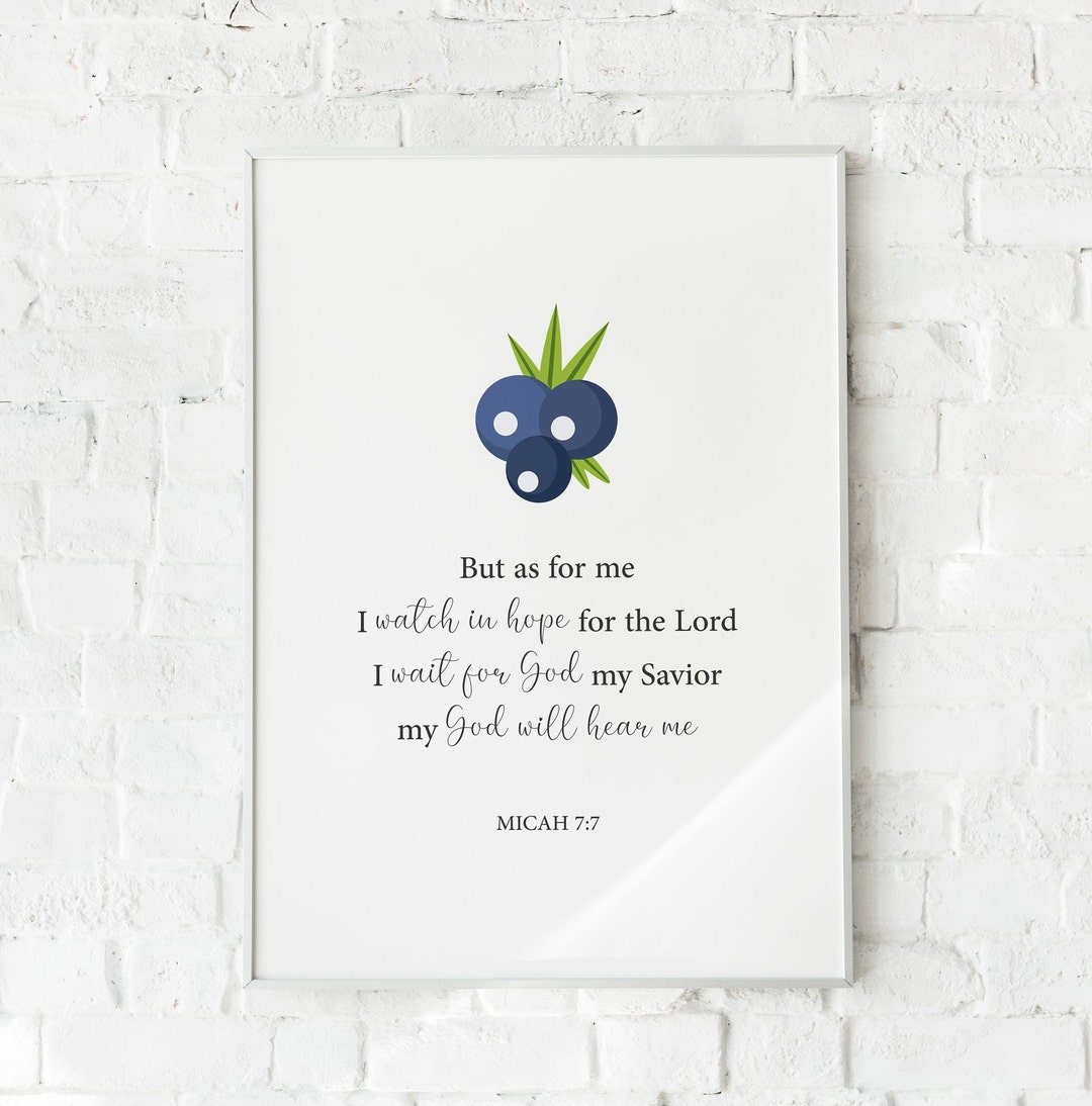 Hope Bible Verse Wall Art, Micah 7:7, Encouraging Wall Art, Christian ...