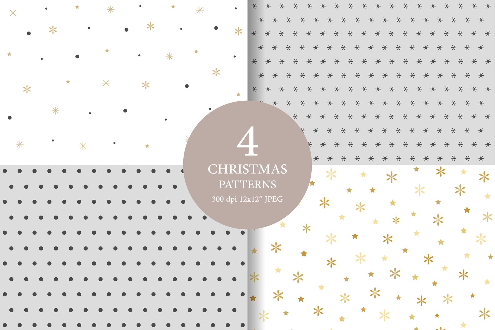Christmas Patterns, Digital Paper Set, Winter Textures, 4 JPEG 300dpi ...