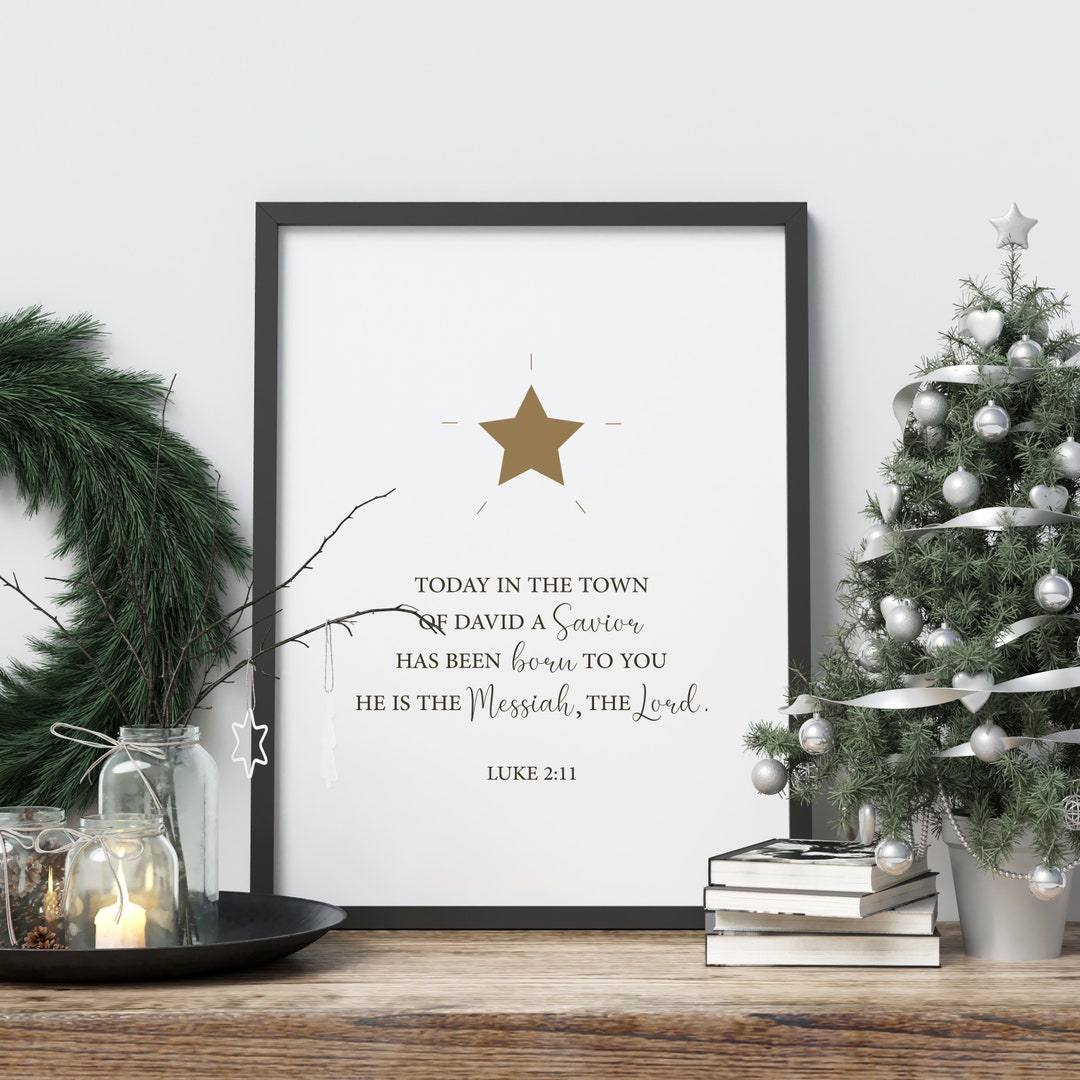Christmas Poster, Luke 2:11, Christmas Bible Verse, Winter Wall Decor ...