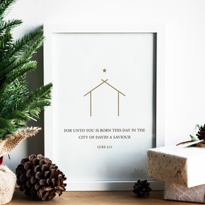 Christmas Wall Decor, Bible Verse Wall Art, Luke 2:11 Printable ...