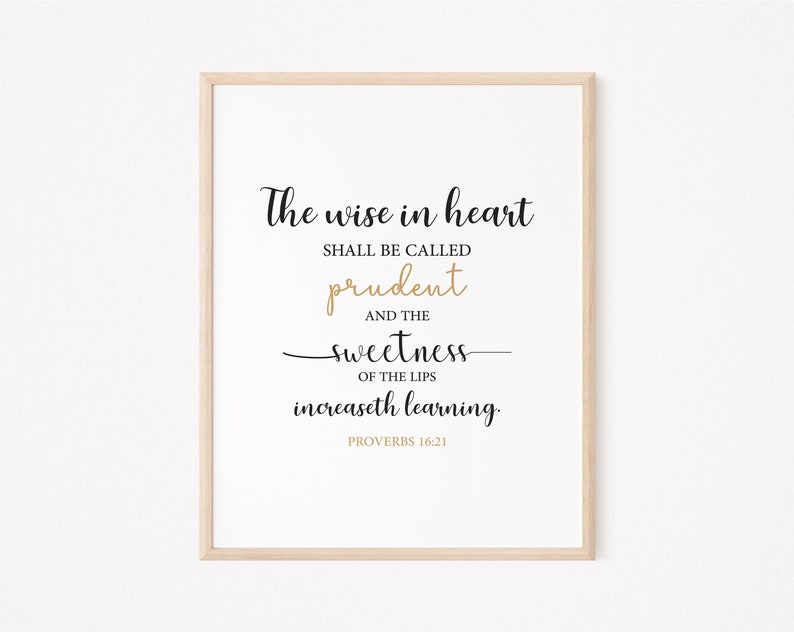 Wisdom Bible Verse Proverbs 16:21 Christian Wall Art - Etsy