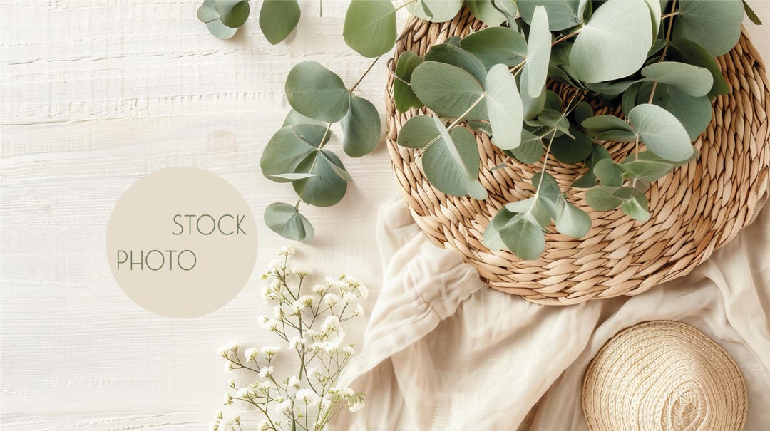 Boho Plant Flat Lay Mockup, Stock Photo Background, Backdrop Mockup ...