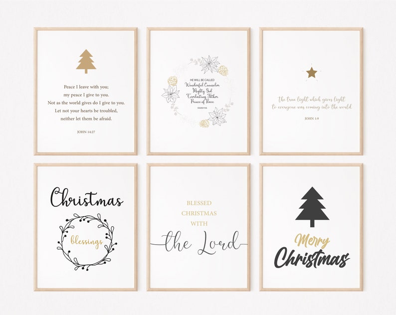Set of 6 Christmas Bible Verses, Christmas Quotes, Christmas Home Decor ...
