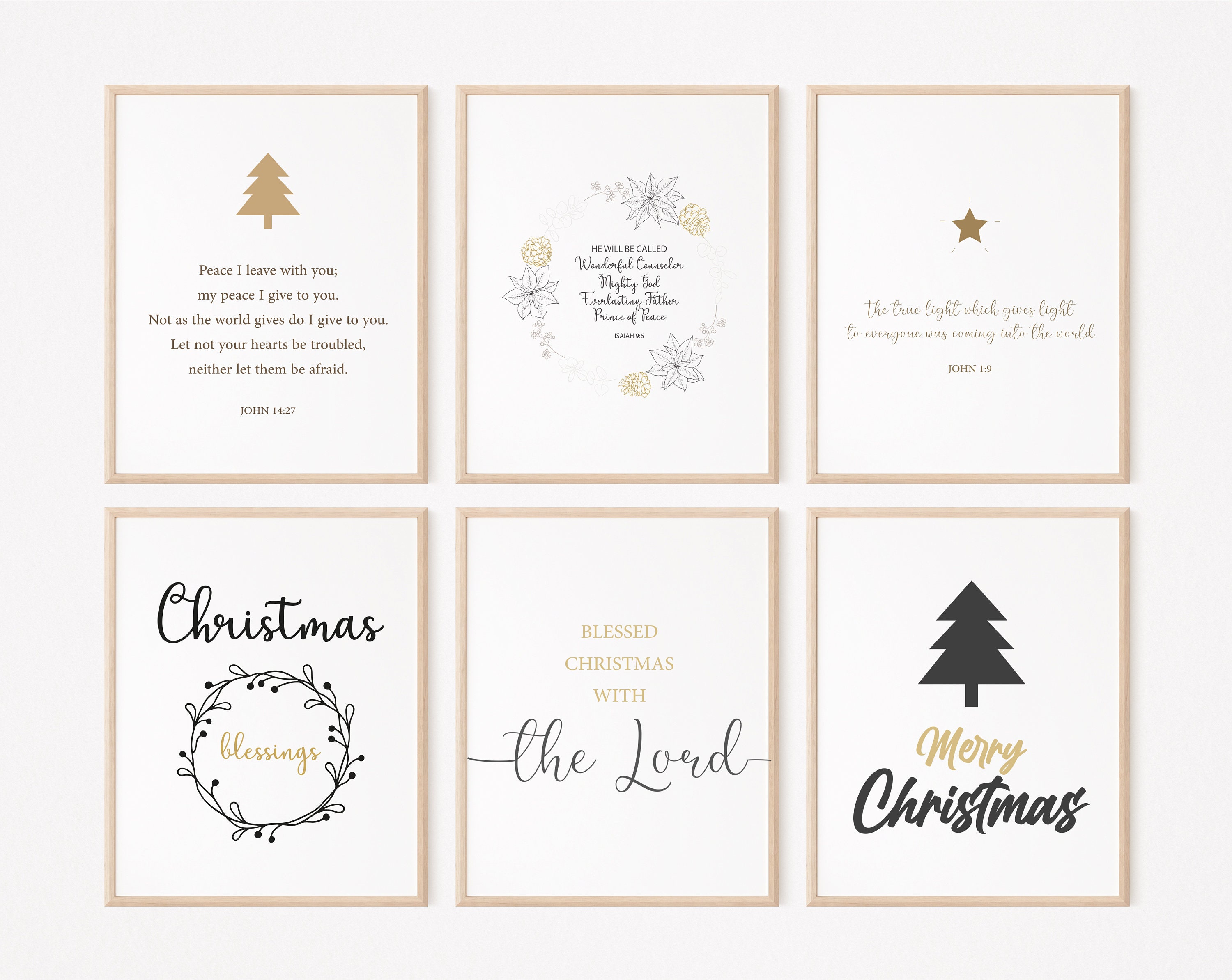Set of 6 Christmas Bible Verses, Christmas Quotes, Christmas Home Decor ...