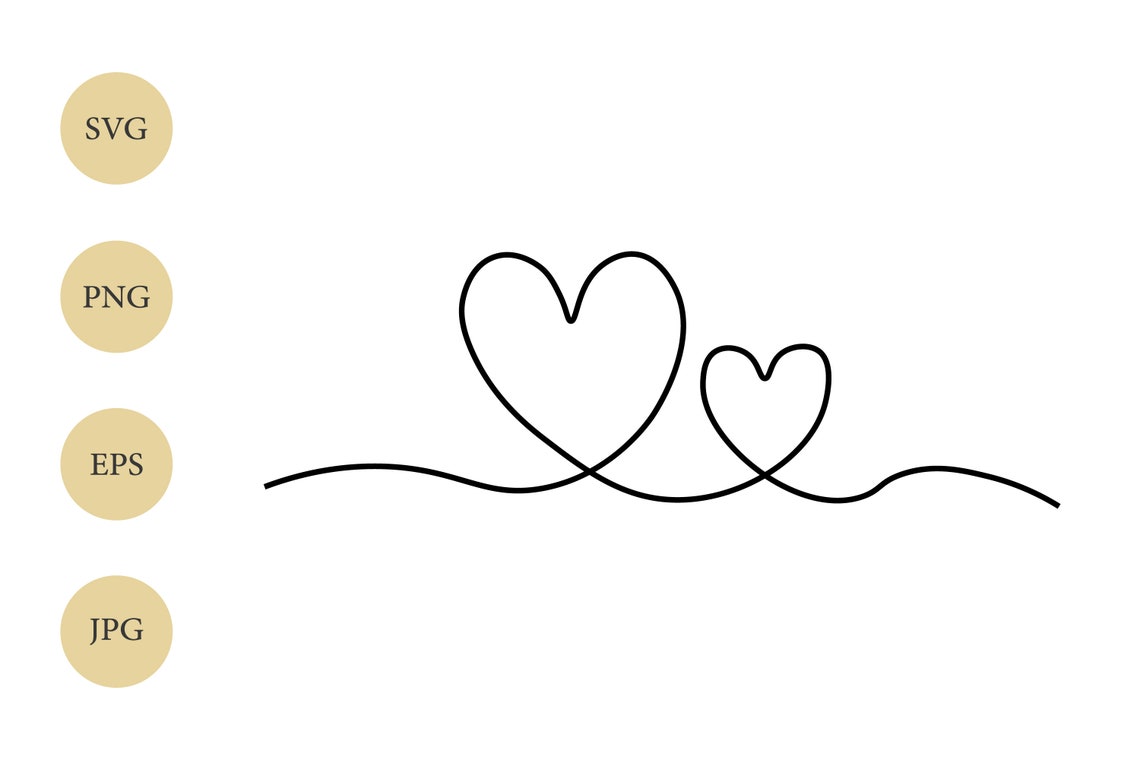 Continuous One Line Heart SVG, Hearts SVG, Double Heart Svg, Love SVG ...