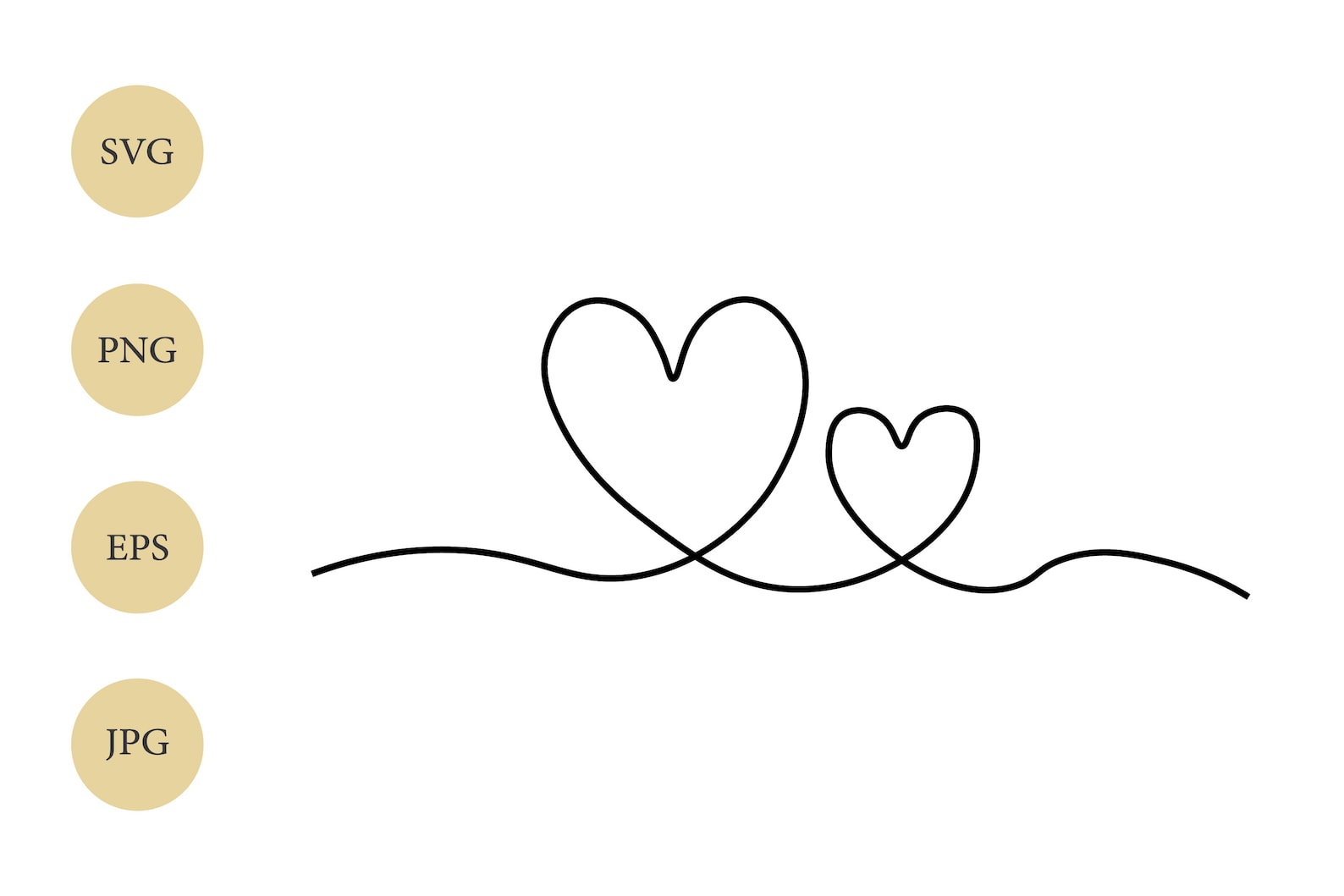 Continuous One Line Heart SVG, Hearts SVG, Double Heart Svg, Love SVG ...
