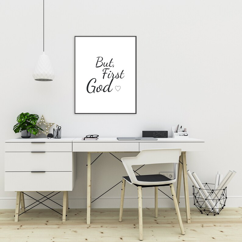 Christian Poster, but First God, Christian Wall Decor, Baptism Gift ...