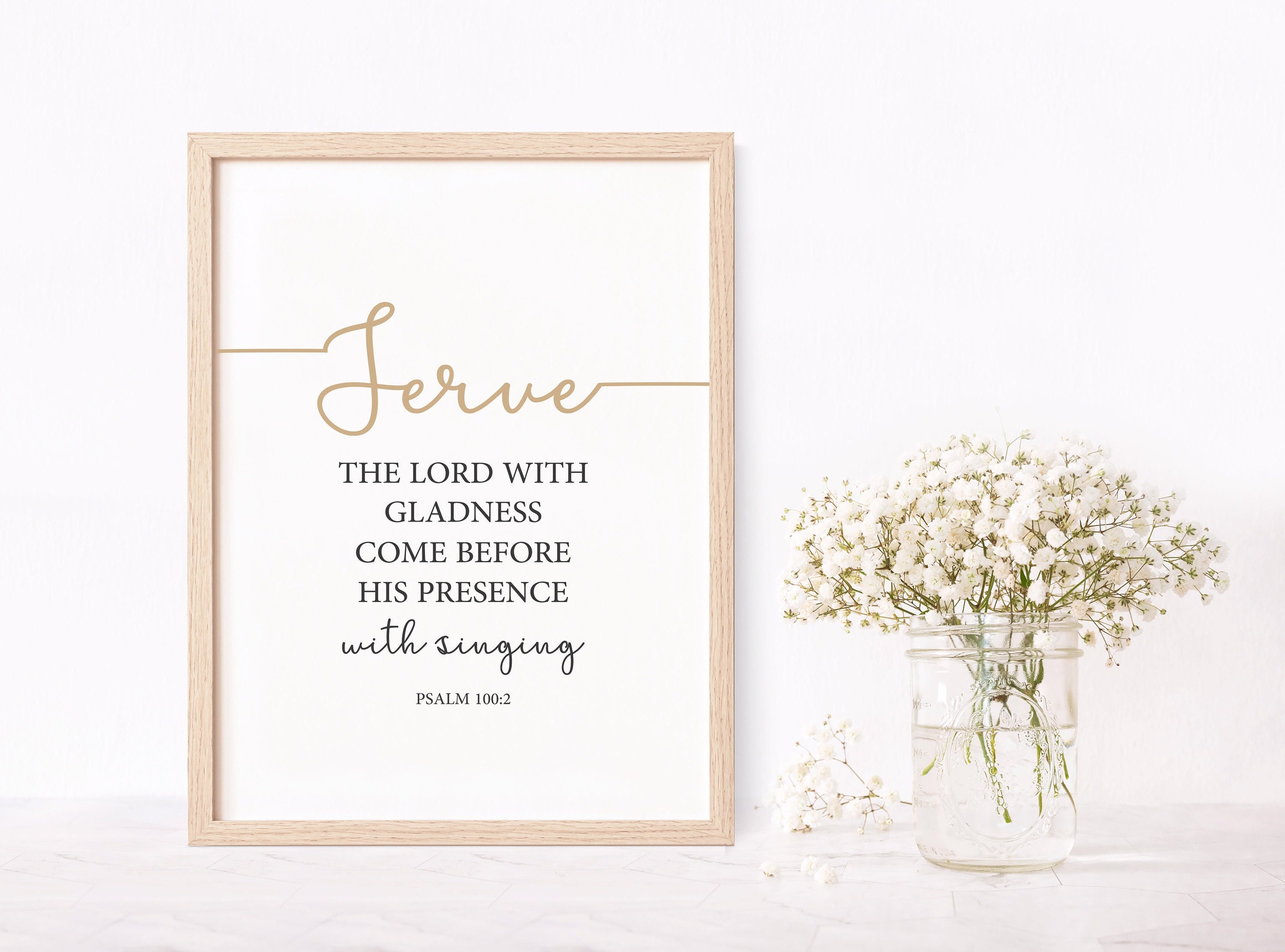 Bible Verse Wall Art Psaume 100:2 Christian Wall Art - Etsy France