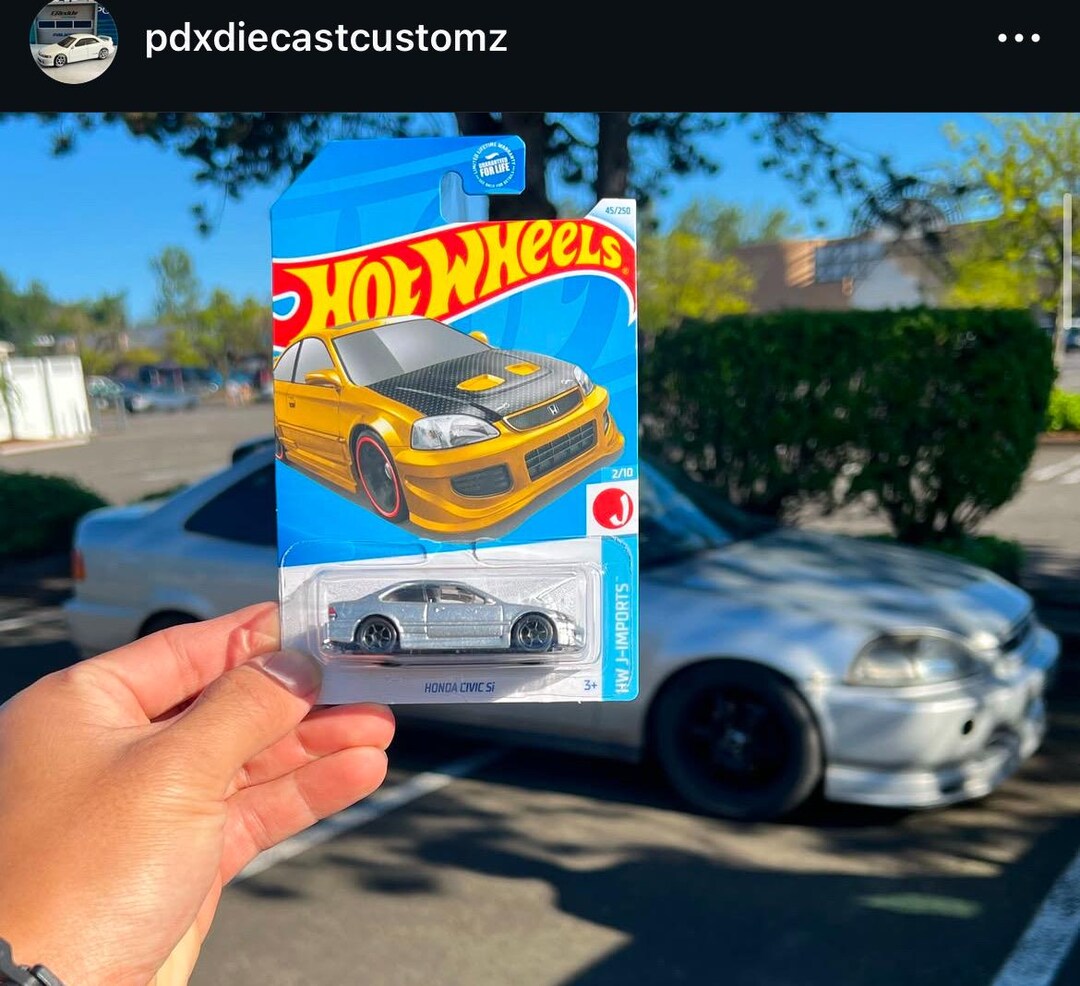 Hot Wheels Wingless Em1 Honda Civic Coupe Custom Repaint and Wheel ...