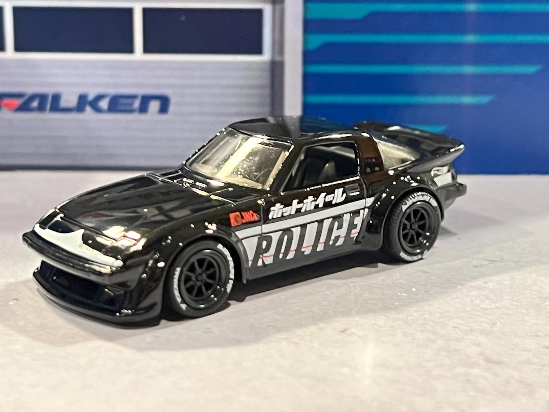 Hot Wheels Mazda Rx7 Police Black With Watanabe Wheel Swap - Etsy