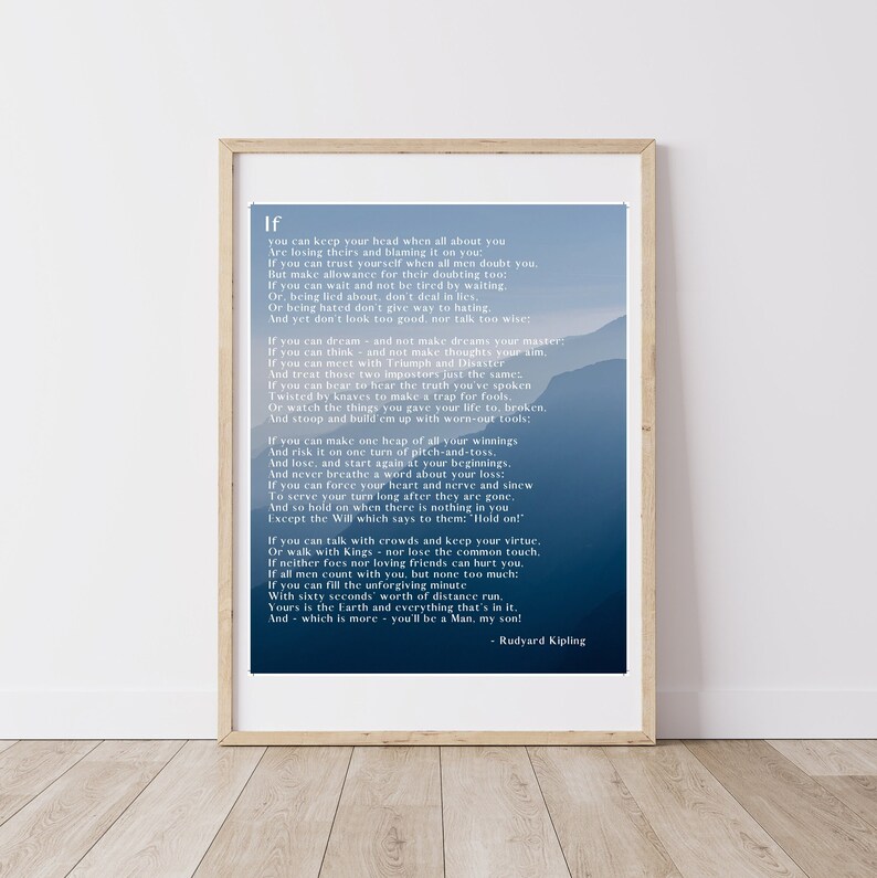 If Poem, Rudyard Kipling, Inspirational Poem, Wall Art, Motivational ...