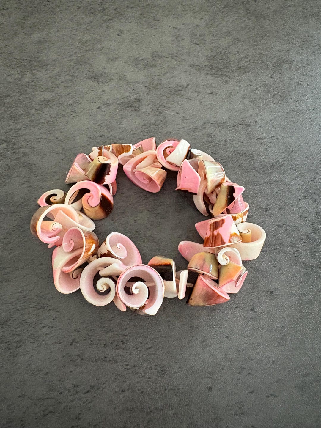 Vintage Conch Seashell Bracelet, Spiral Natural, Pink, Stretch, 1940s ...