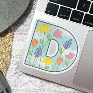 Letter D Sticker, Flower Letters, Floral Single Letter Sticker, Initial ...