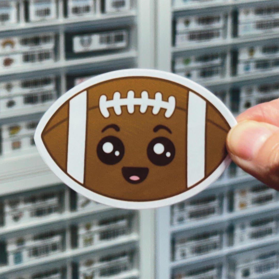 Cute Football Sticker, Kawaii Football Decal, Adorable Sports Balls ...