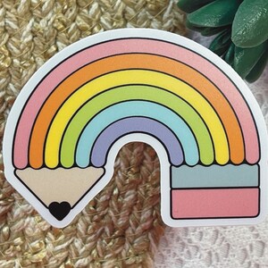 Rainbow Pencil Sticker, Cute Teacher Sticker, Artist Decal, Teacher ...