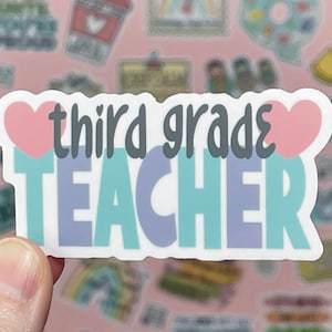 Third Grade Teacher Sticker, 3rd Grade Teacher Decal, Grade Level Label ...