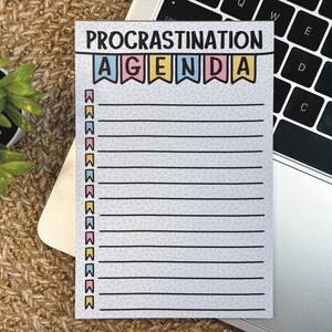 Procrastination Agenda Notepad, Cute Memo Pad, Sarcastic Note Pad ...