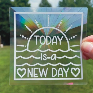 Today is A New Day Suncatcher, Sunrise Suncatcher Sticker, Sun Rainbow ...