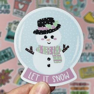 Let It Snow Globe Sticker, Snowman Sticker, Snowglobe Decal, Snow ...