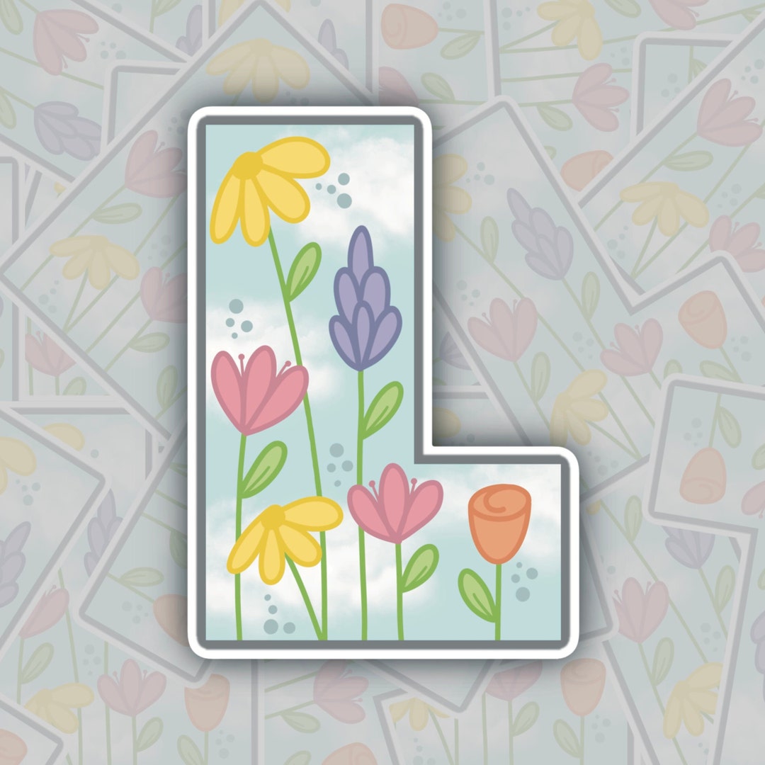 Letter L Sticker, Flower Letters, Floral Single Letter Sticker, Initial ...