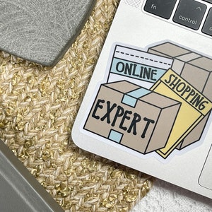 Online Shopping Expert Sticker, Shopping Addict, Shopaholic Label, Add ...