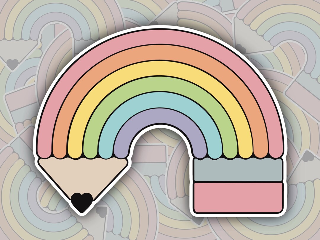 Rainbow Pencil Sticker Cute Teacher Sticker Artist Decal - Etsy