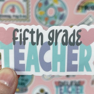 Fifth Grade Teacher Sticker, 5th Grade Teacher Decal, Grade Level Label ...