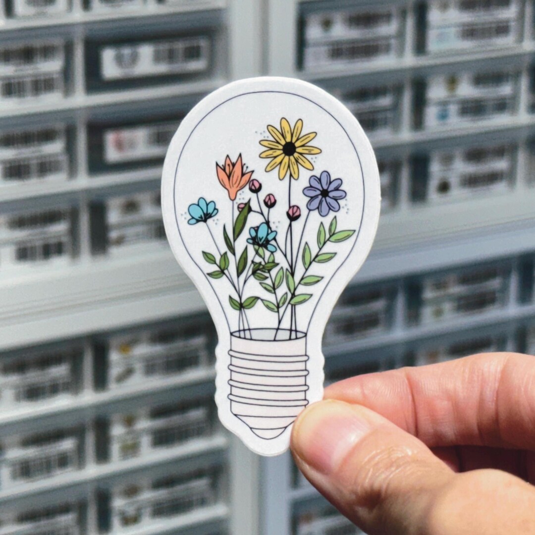 Floral Light Bulb Sticker, Aesthetic Botanical Sticker for Water Bottle ...