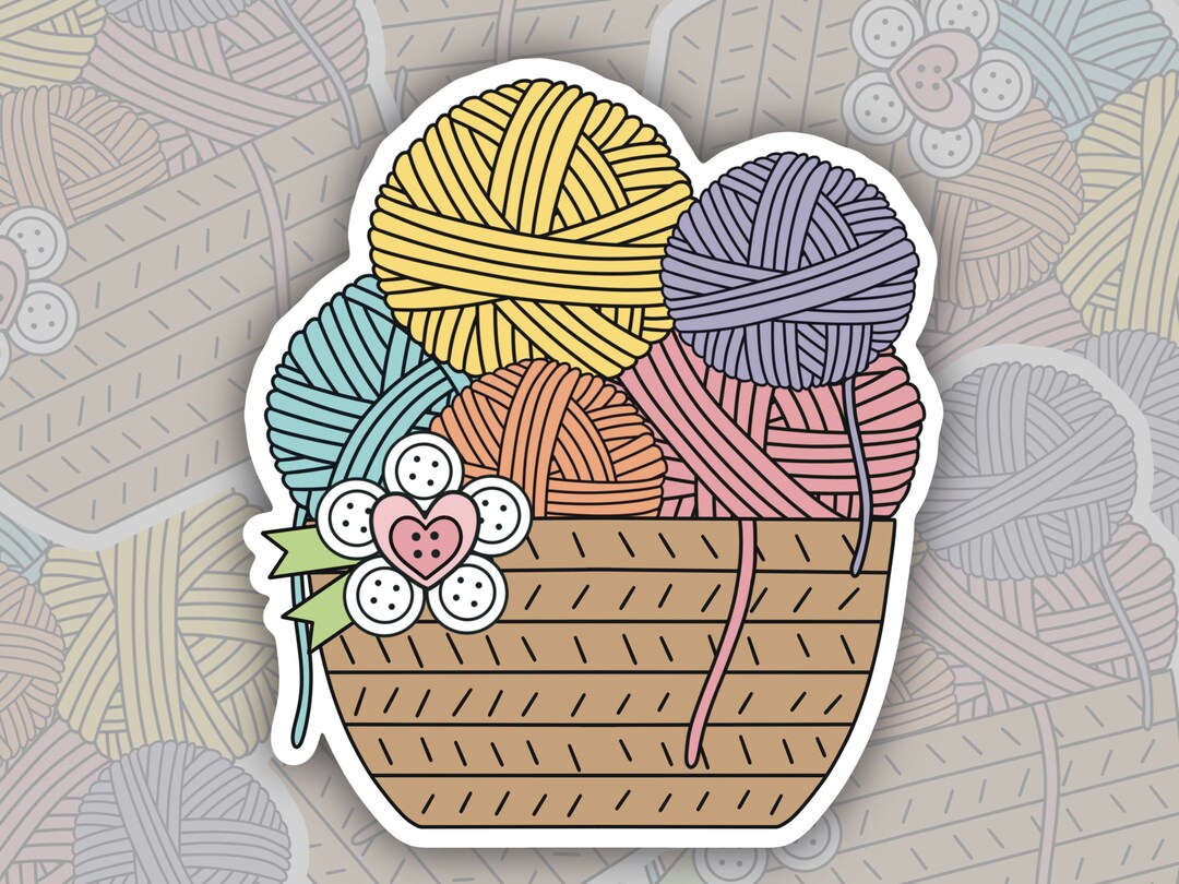 Yarn Basket Sticker Knitting Sticker Crochet Sticker Yarn - Etsy