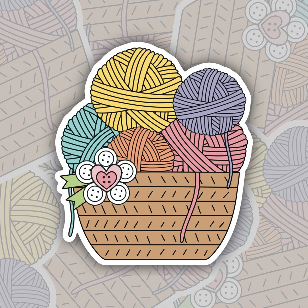 Yarn Basket Sticker, Knitting Sticker, Crochet Sticker, Yarn Sticker ...