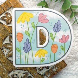 Letter D Sticker, Flower Letters, Floral Single Letter Sticker, Initial ...