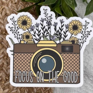 Focus on the Good Sticker, Vintage Camera Stickers, Aesthetic Floral ...