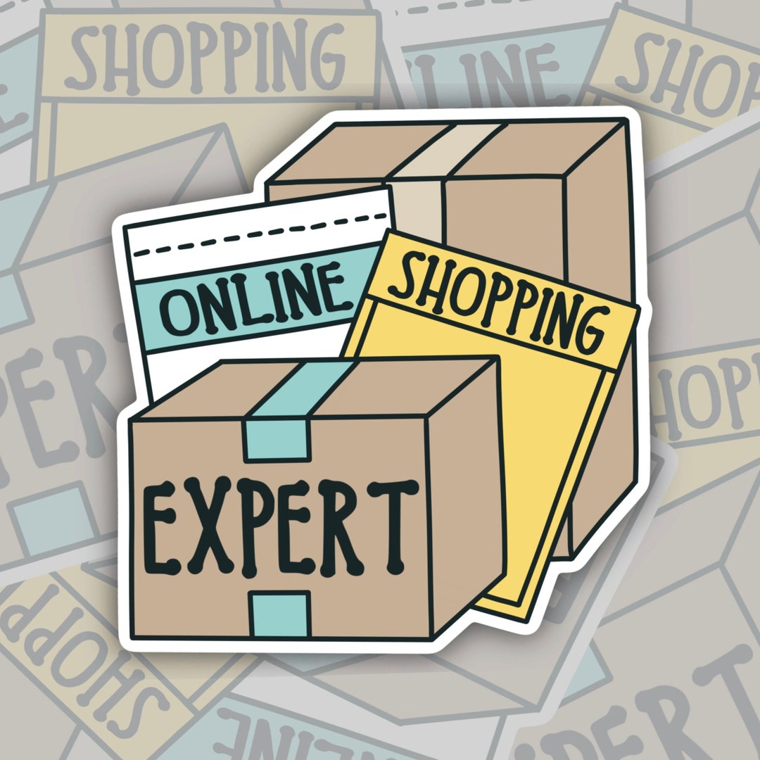 Online Shopping Expert Sticker, Shopping Addict, Shopaholic Label, Add ...