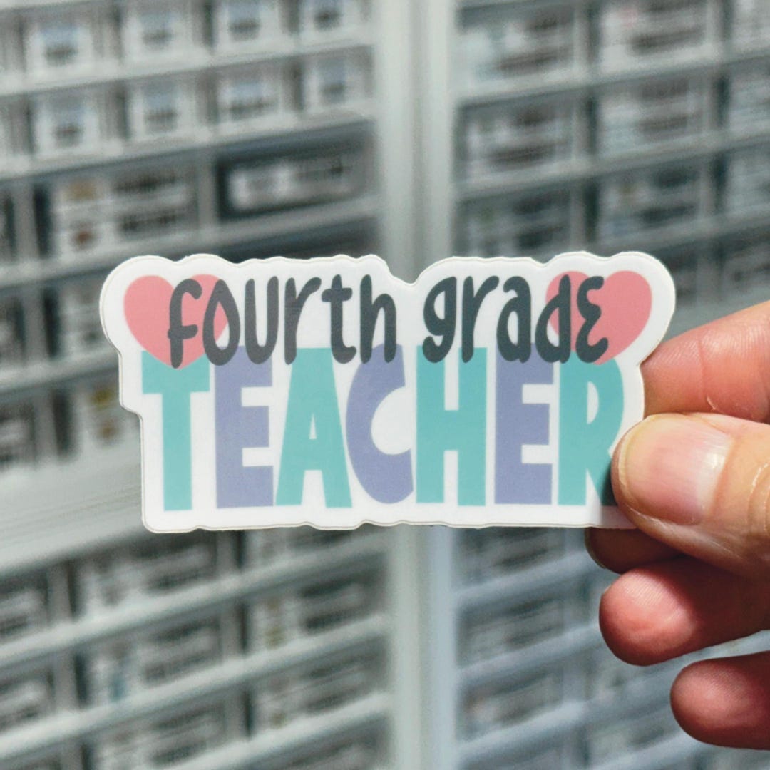 Fourth Grade Teacher Sticker, 4th Grade Teacher Decal, Grade Level ...