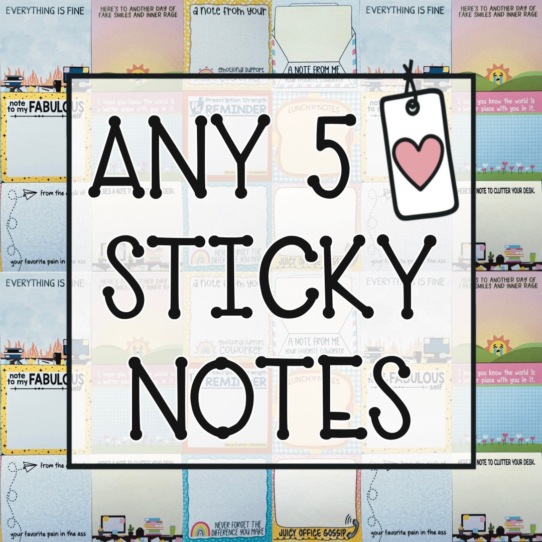 Choose Any 5 Sticky Notes, Pick Your Own Sticky Note Pack, Choose Your ...