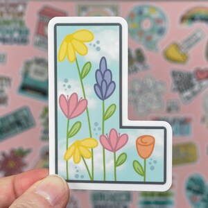 Letter L Sticker, Flower Letters, Floral Single Letter Sticker, Initial ...