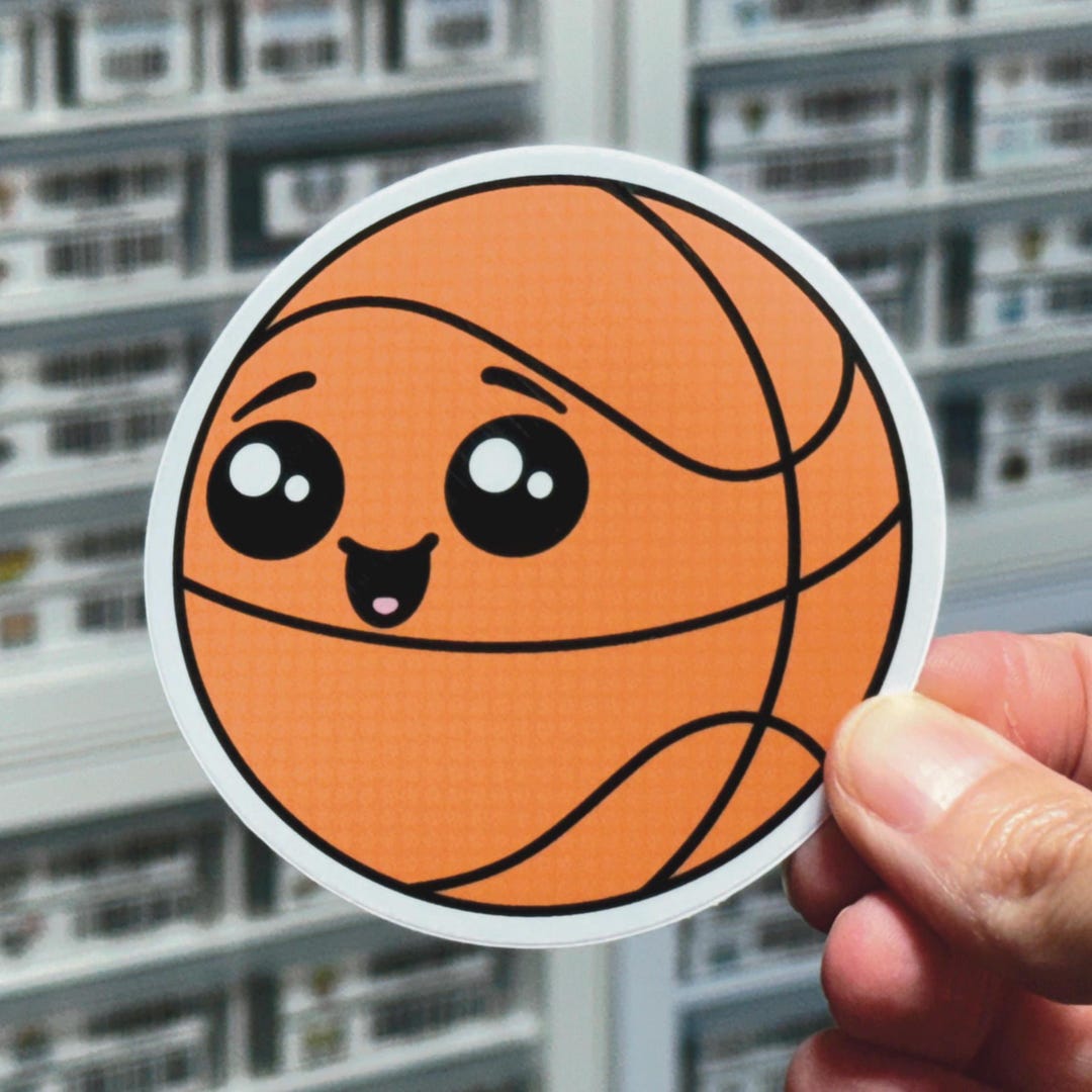 Cute Basketball Sticker, Kawaii Basketball Decal, Adorable Sports Balls ...