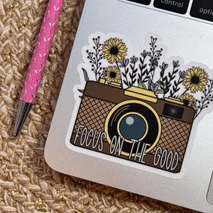 Focus on the Good Sticker, Vintage Camera Stickers, Aesthetic Floral ...