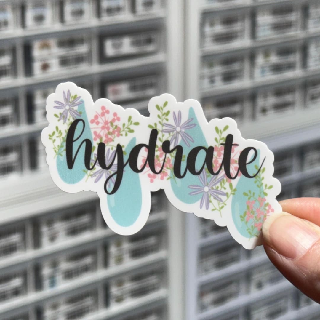 Hydrate Sticker, Drink More Water Decal, Drink Water Reminder ...