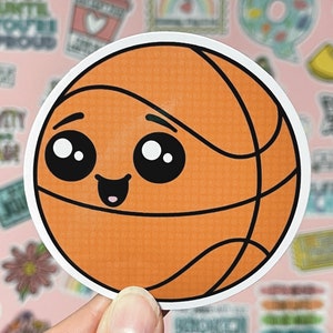 Cute Basketball Sticker, Kawaii Basketball Decal, Adorable Sports Balls ...