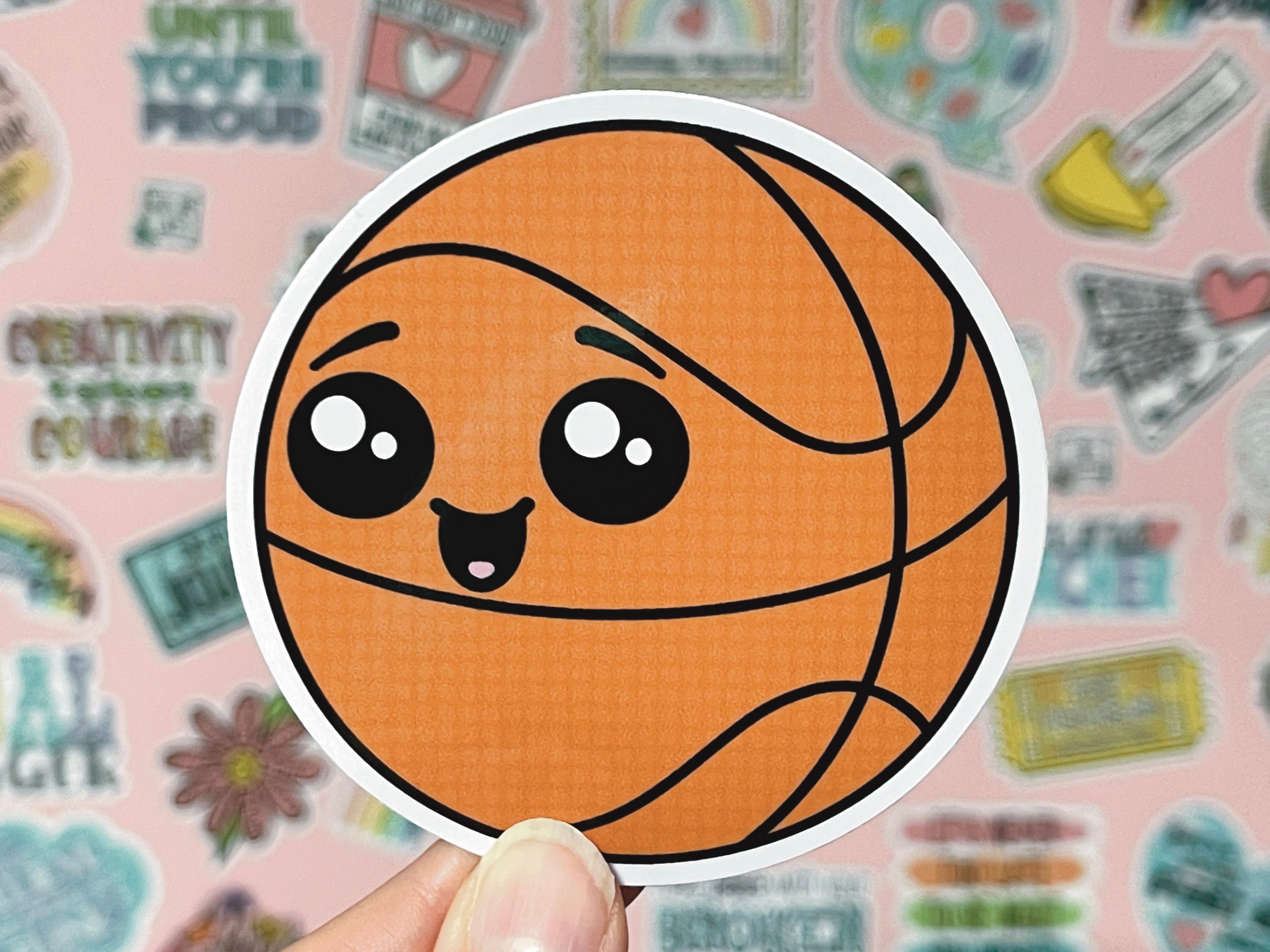 Cute Basketball Sticker, Kawaii Basketball Decal, Adorable Sports Balls ...